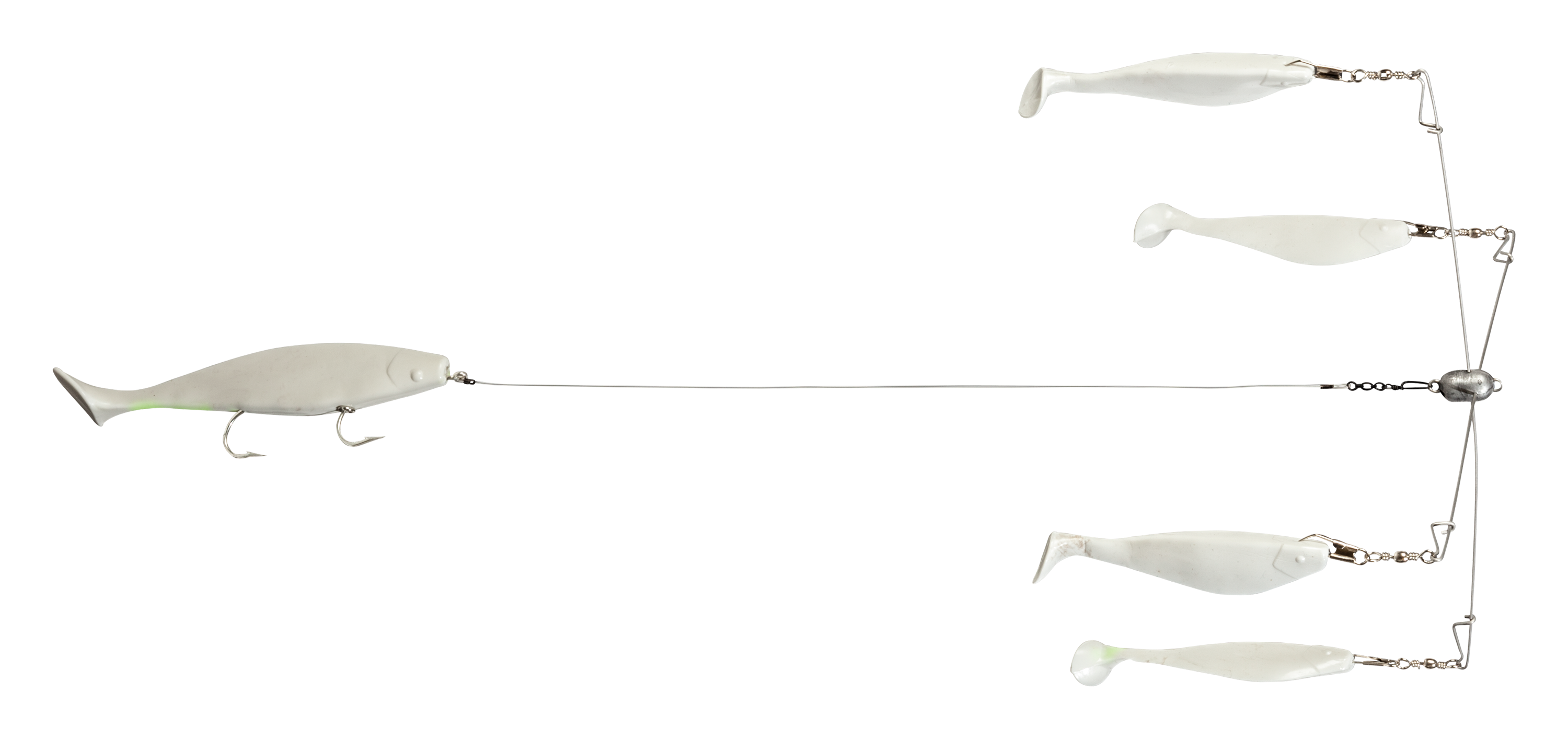 Blue Water Candy Rock Fish Candy 4-Arm Umbrella Rig with Shad Body ...